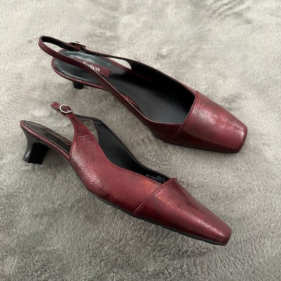 liz & co. | Shoes | Vintage Liz Co Burgundy Red Square Toe Slingback ...